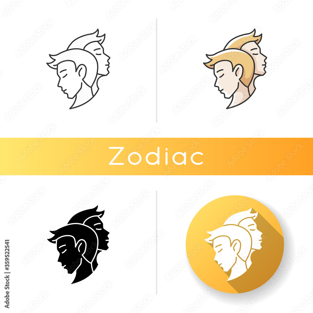 Gemini zodiac sign icon. Astrological birth sign. Horoscope twins ...