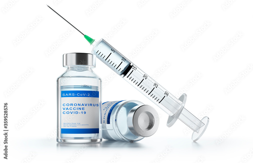 Bottles of Vaccine and syringe - 3D illustration Stock Illustration ...