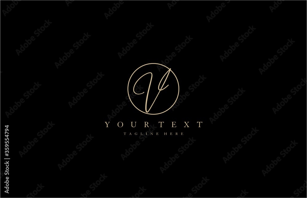 V initial elegant signature vector logo Stock Vector | Adobe Stock
