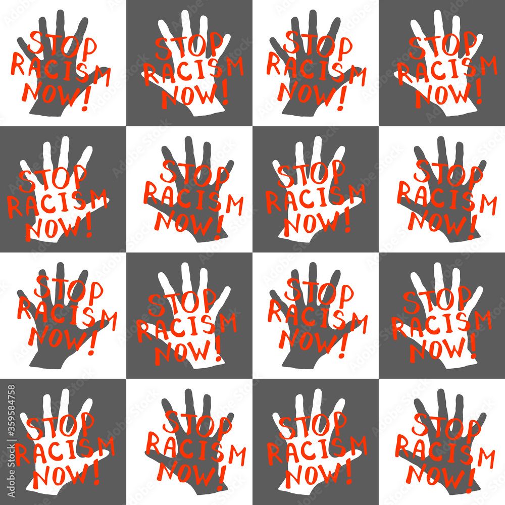 Seamless pattern with palm prints. Symbol of racial and national ...