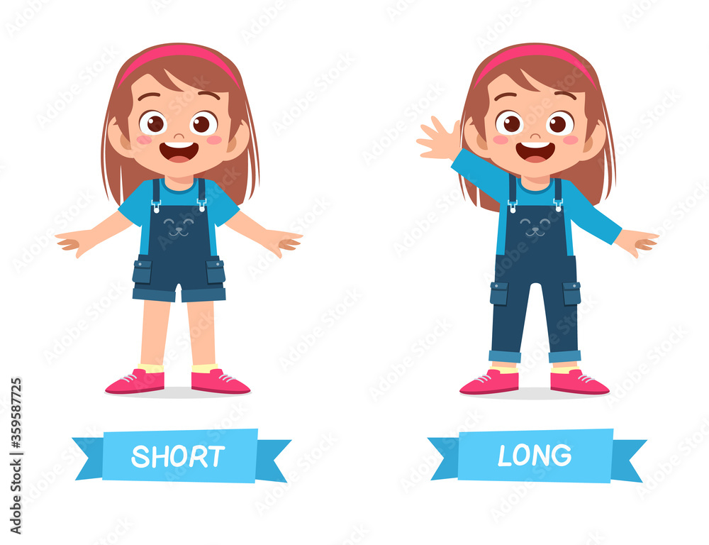 cute example of opposite word antonym for kid Stock Vector | Adobe Stock