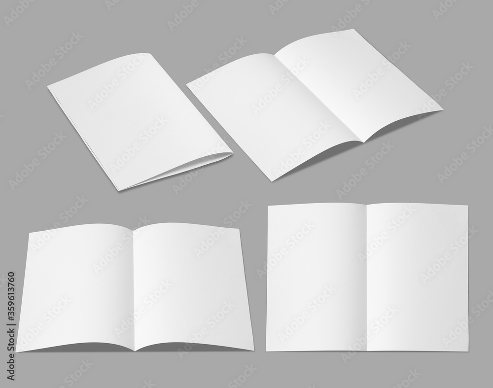 Leaflet folded white paper really,.Fold in half,Open leaflet in square ...