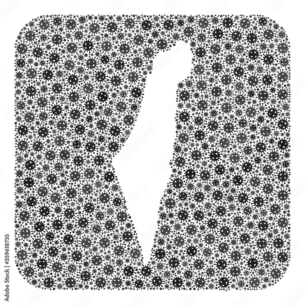Pandemic virus map of Israel collage designed with rounded square and cut out shape. Vector map ...