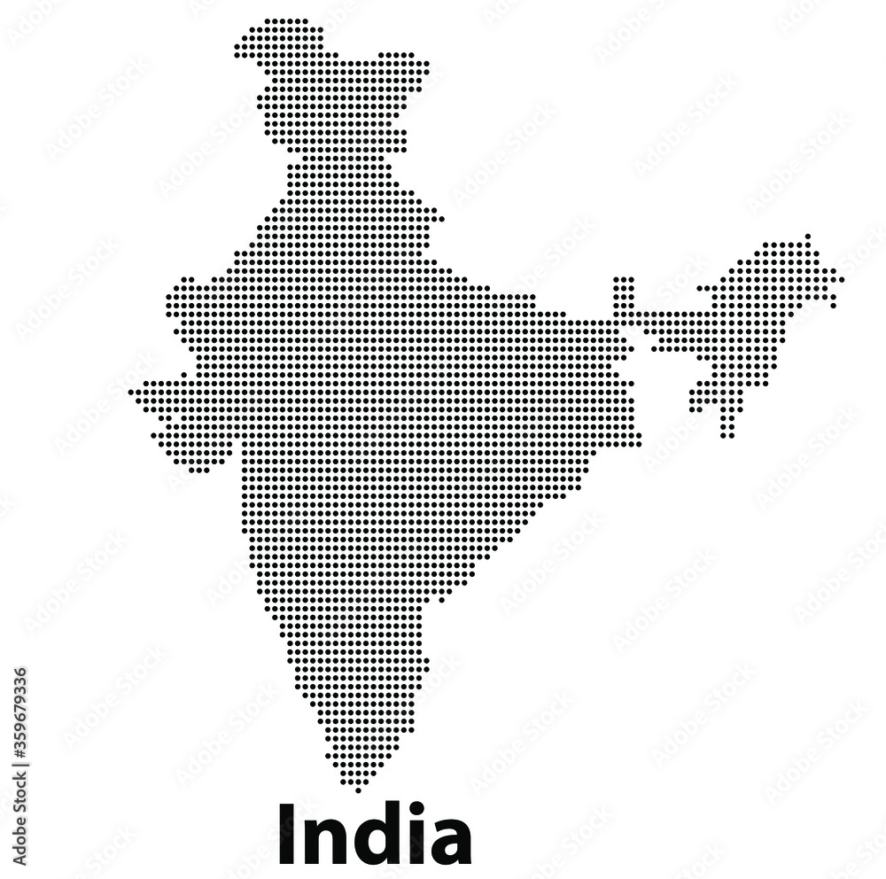 Dotted Pixel map of India - Vector illustration Stock Vector | Adobe Stock
