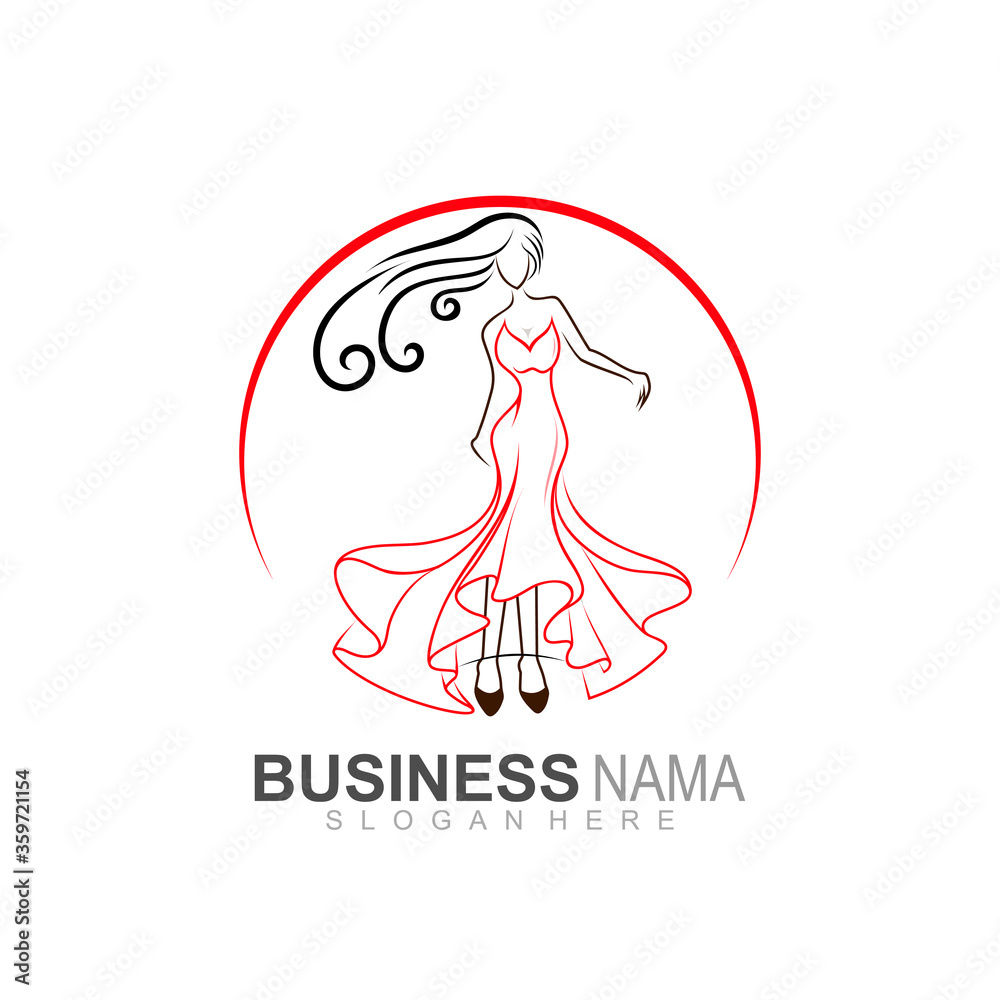 Fashion logo with a dress, Beautiful icon and line logos Stock Vector ...