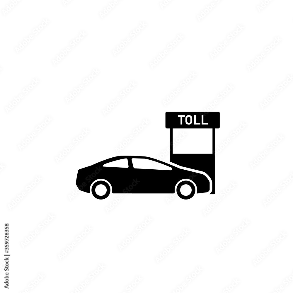 Toll booth with car silhouette icon. Clipart image isolated on white ...