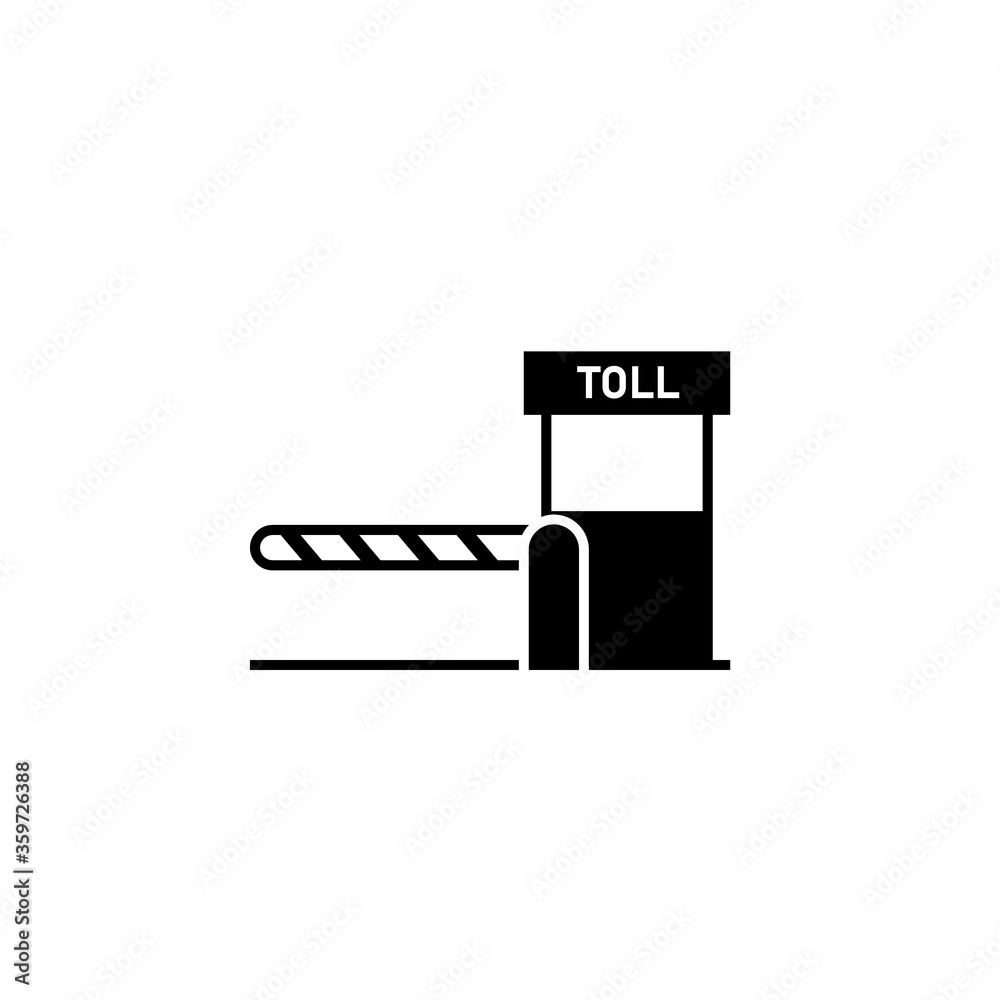 Toll booth with barrier silhouette icon. Clipart image isolated on ...