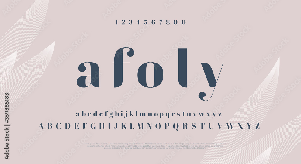 Elegant stylish font. Modern serif typeface. English alphabet. Set of ...