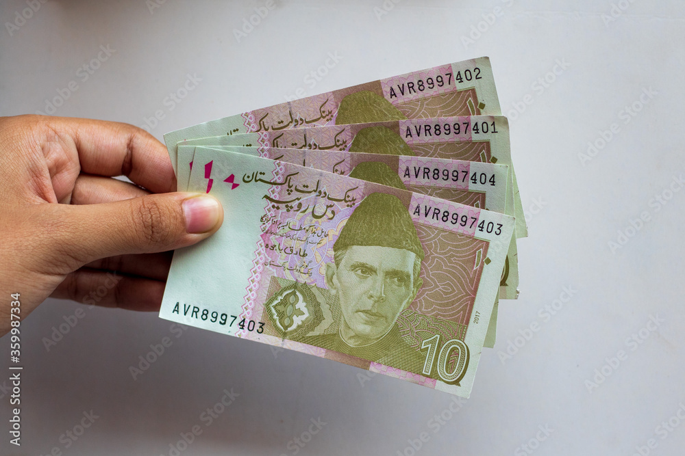 Pakistani 10 Note, Isolated on white background Stock Photo | Adobe Stock