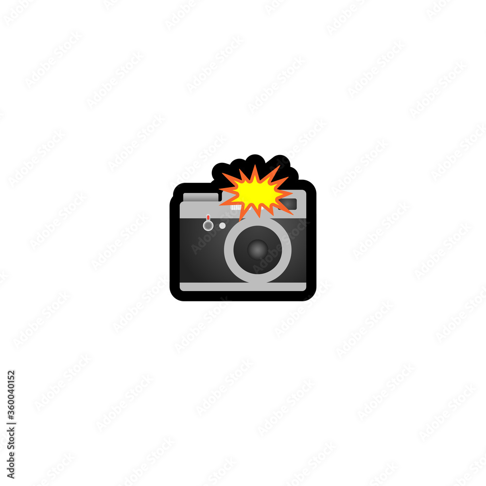 Camera with Flash Vector Icon. Isolated Photocamera Cartoon Style Emoji ...