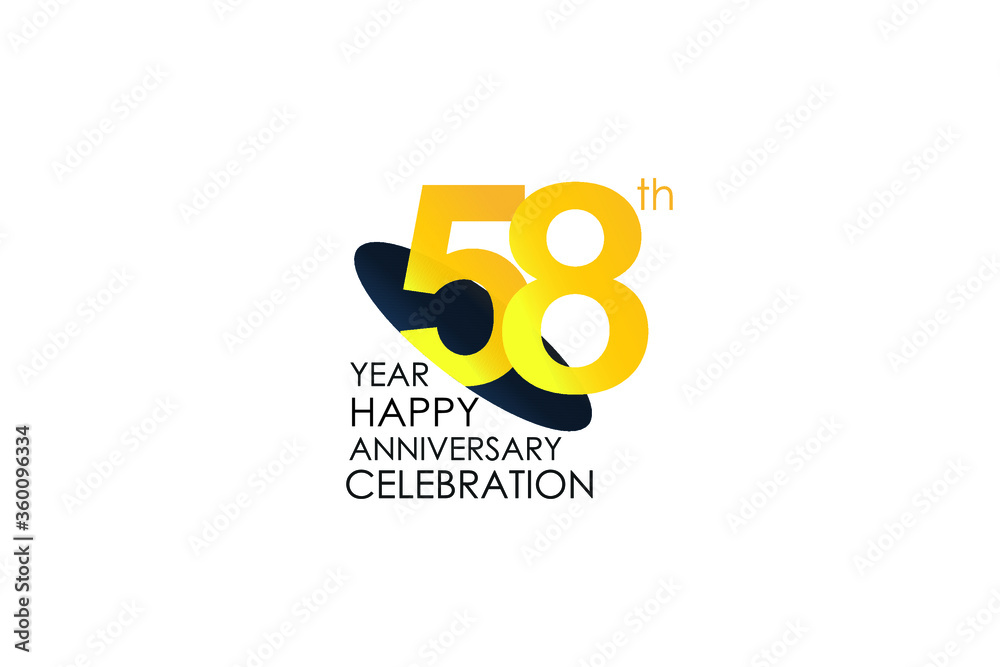 58 years anniversary celebration Yellow Color Design logotype ...