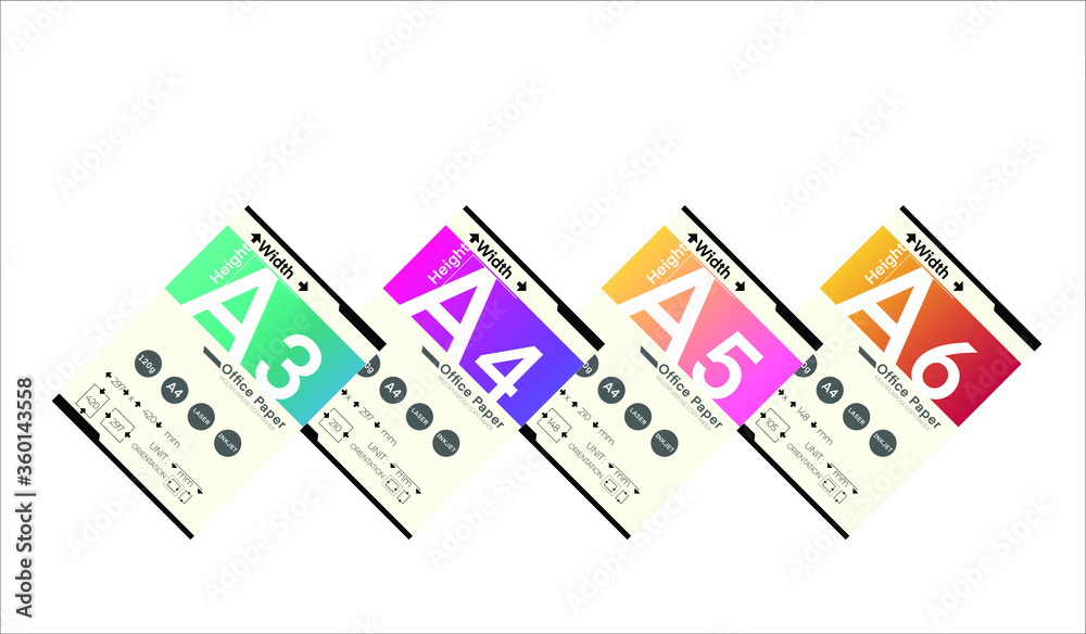 Paper Sizes, Paper Sheet Formats. A3,A4,A5,A6 Stock Vector | Adobe Stock