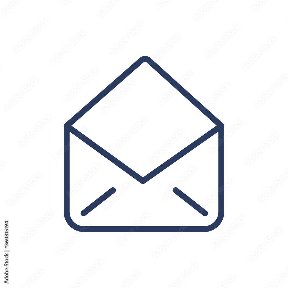 Open empty envelope thin line icon. Packet, postage, correspondence ...