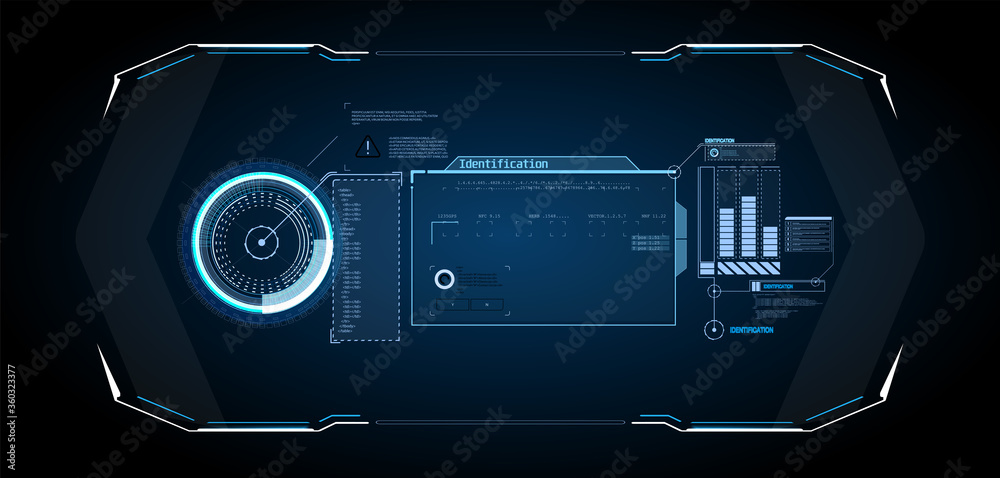 Futuristic Vector HUD Interface Screen Design. Digital callouts titles. HUD UI GUI futuristic ...