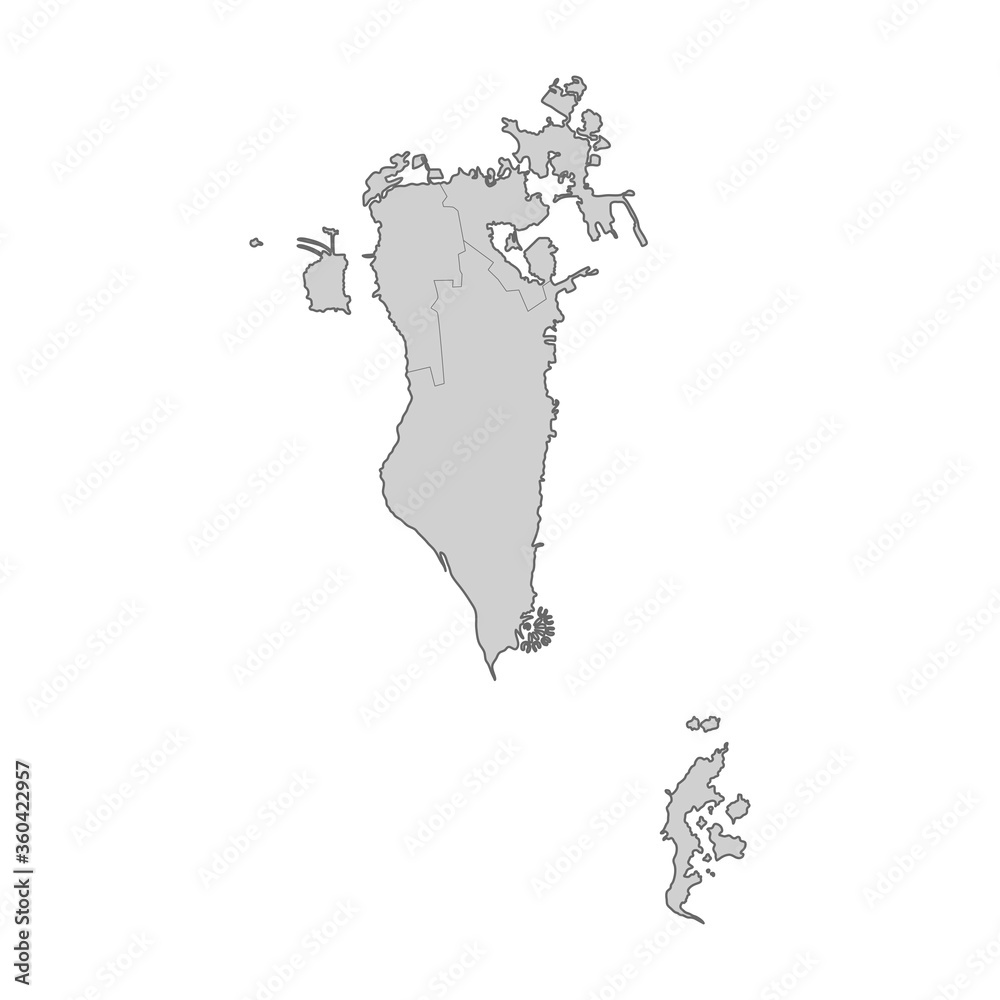 Vector de Stock Map of Bahrain divided to regions. Outline map. Vector ...