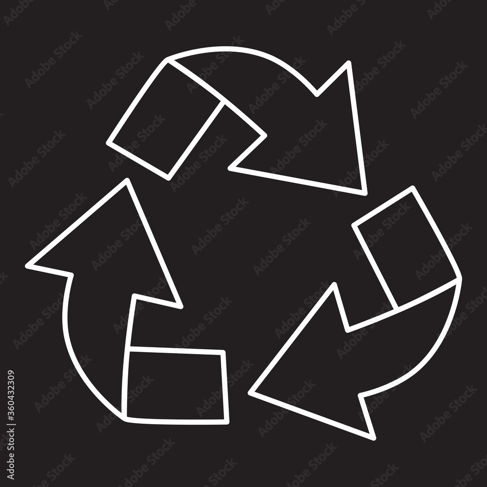 Recycle icon vector isolated on black background. Trendy recycle icon ...