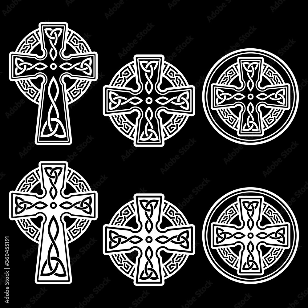 Celtic Irish cross vector design set - St Patrick's Day celebration in ...