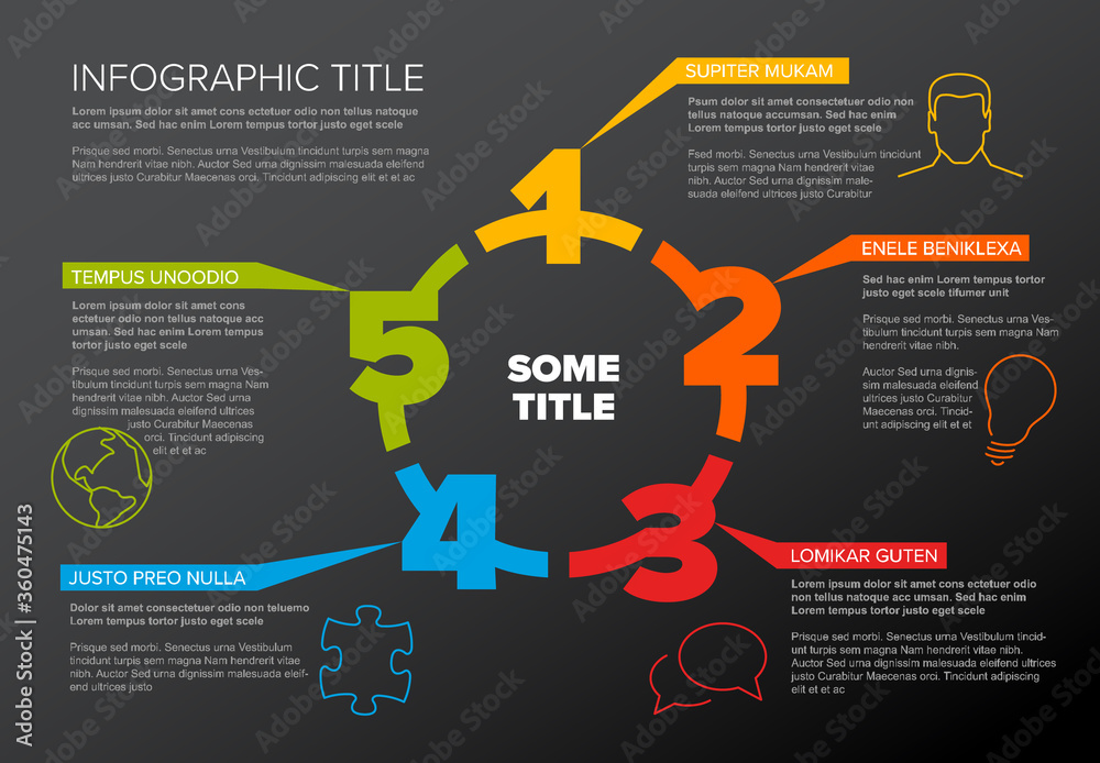 Five steps cycle template infographic Stock Vector | Adobe Stock