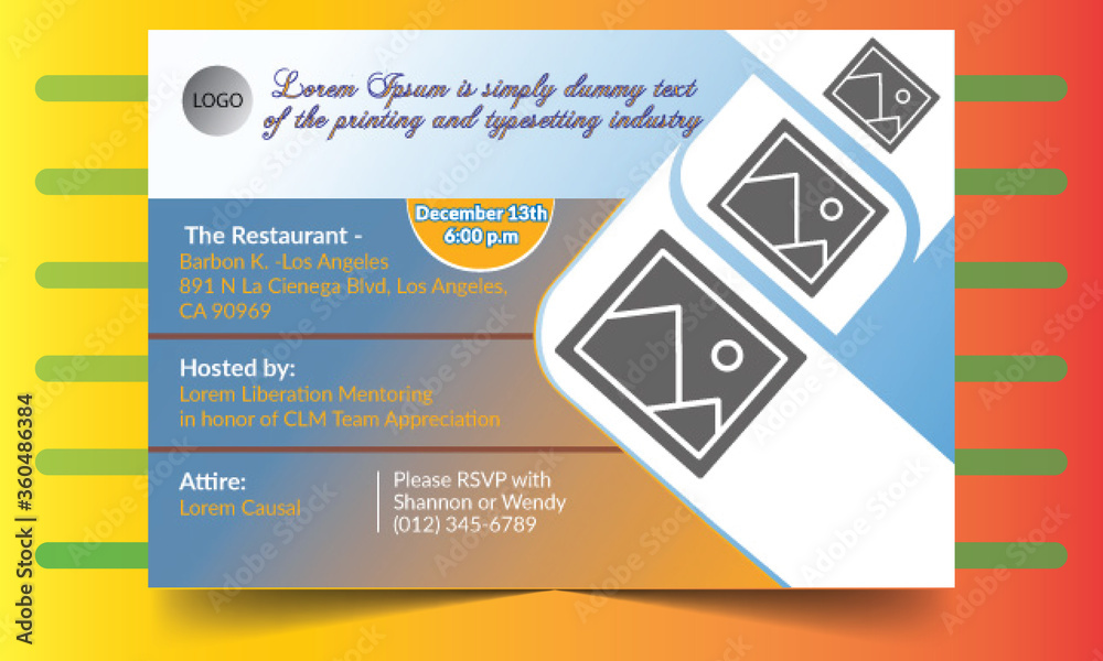 invitation postcard template, infographic design template Stock Vector ...