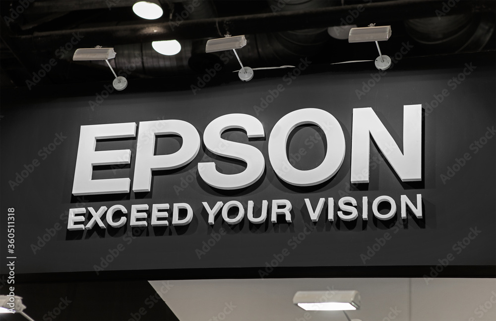 BEIJING, CHINA- APRIL 23, 2017: Epson sign; Seiko Epson Corporation ...