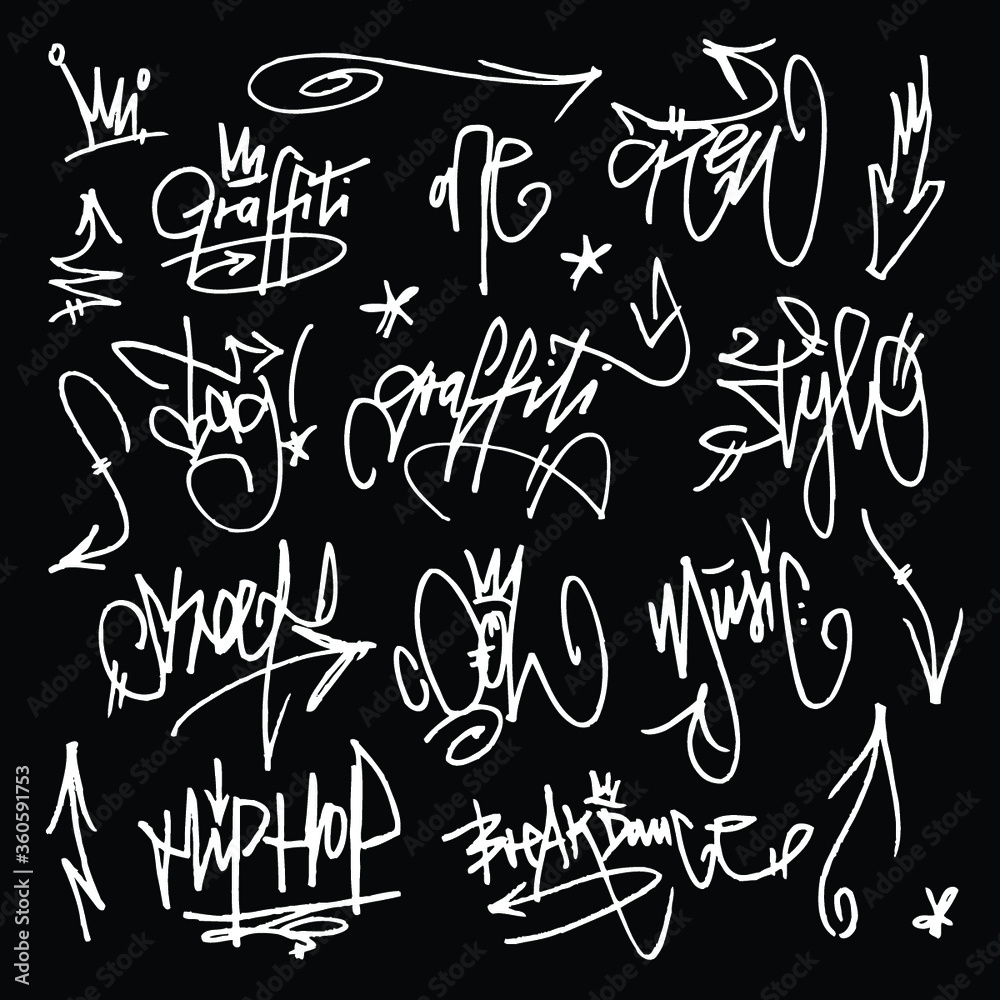 Vector de Stock Vector Graffiti Tags in black and white, symbolizing ...
