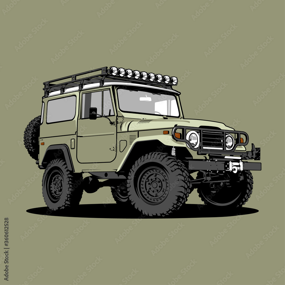 Jeep Land Cruiser FJ40 car illustration vector line art Stock Vector ...