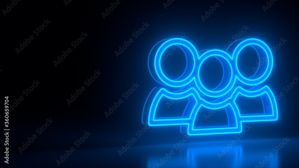 Futuristic glowing blue neon team company symbol on black dark ...