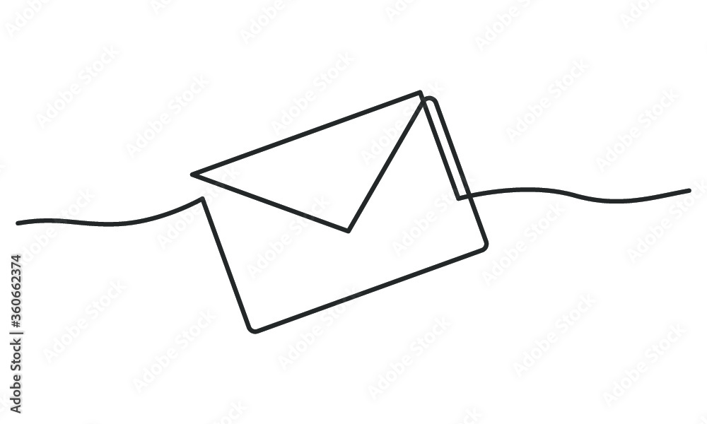 Continuous line drawing of envelope. Vector illustration Stock Vector ...