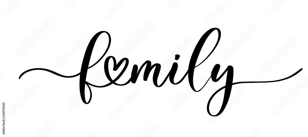 Family vector calligraphic inscription with smooth lines. Minimalistic ...