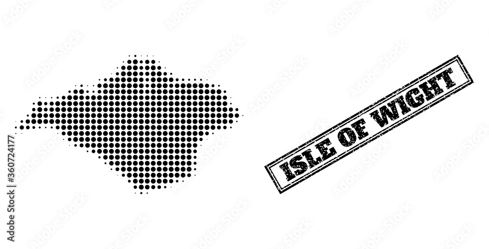 Halftone map of Isle of Wight, and unclean watermark. Halftone map of ...