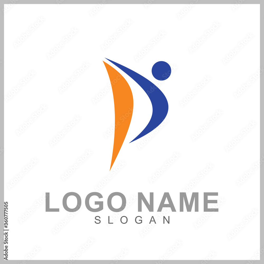 Human Letter P Logo Design. Initial Letter Combination With People Logo ...