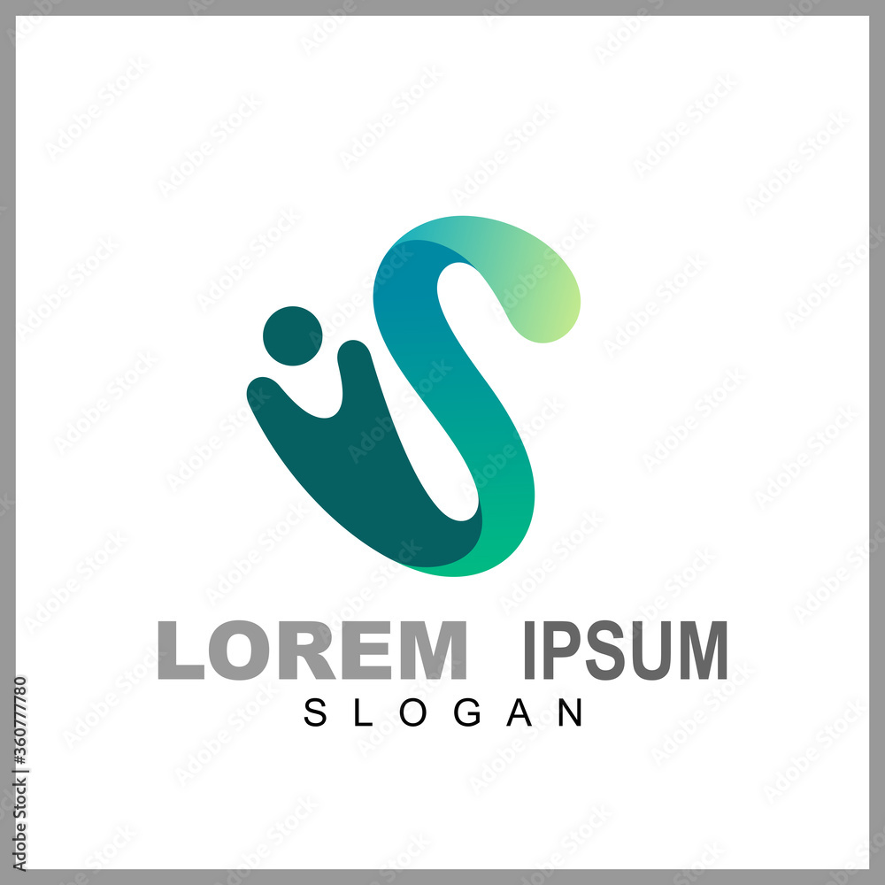Letter S Logo Design With People Shape. Logo Concept Of Initial Letter ...