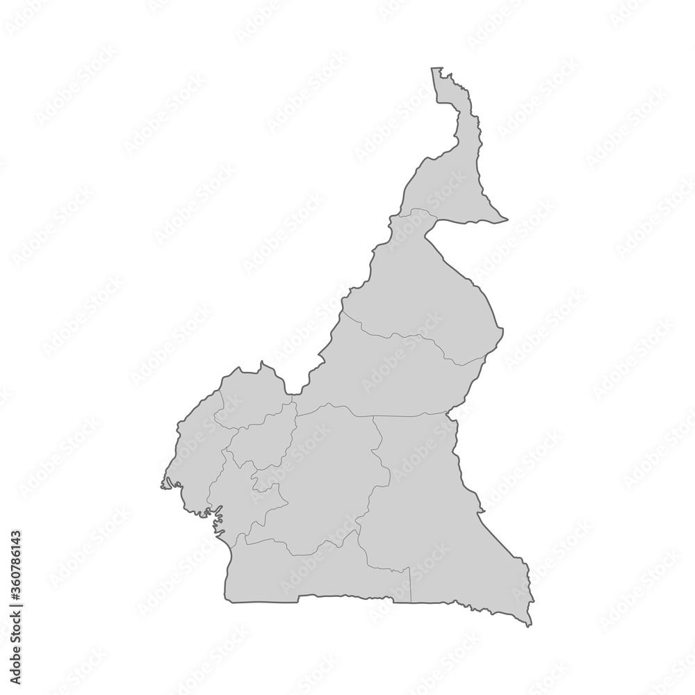 Map of Cameroon divided to regions. Outline map. Vector illustration ...