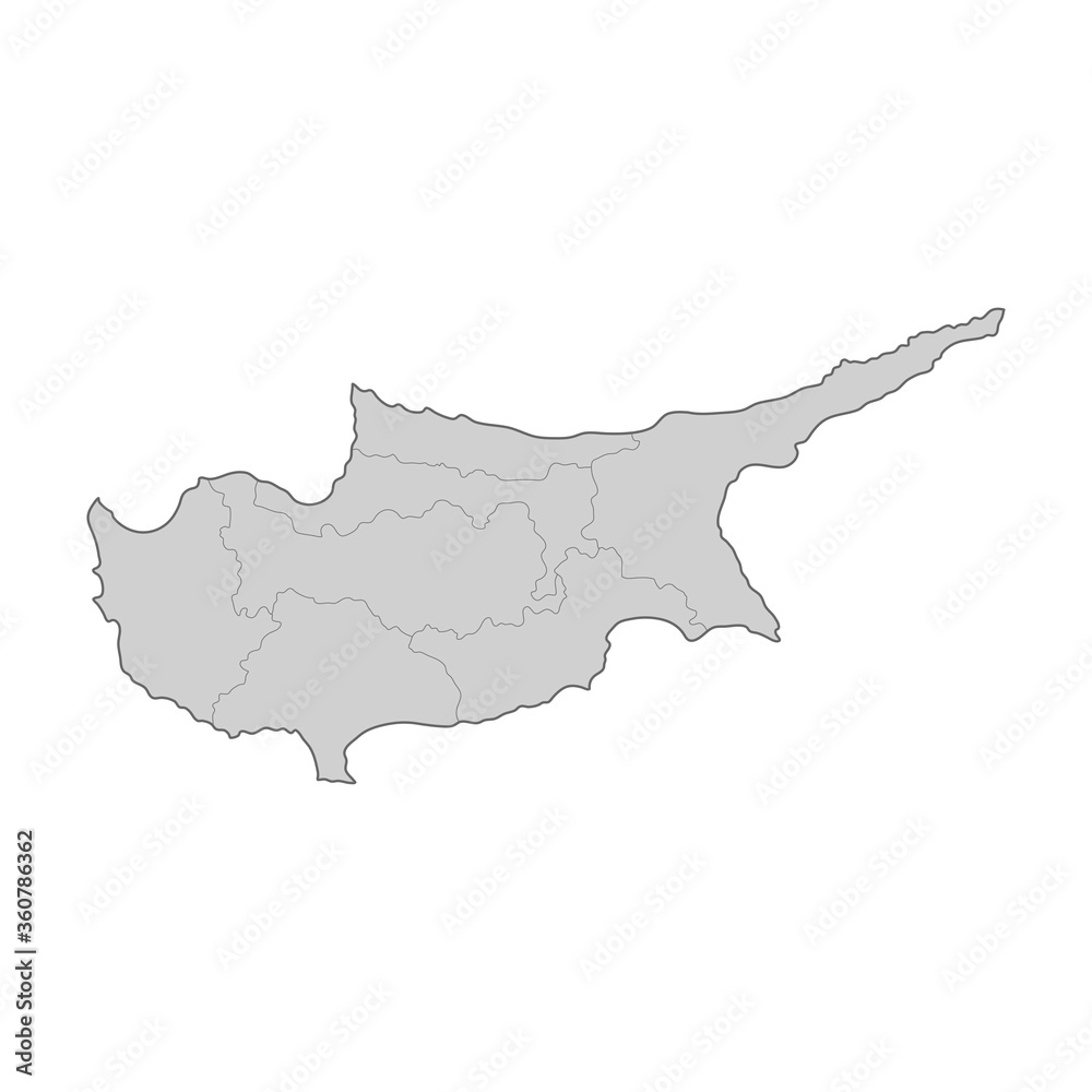 Stock-Vektorgrafik „Map of Cyprus divided to regions. Outline map ...