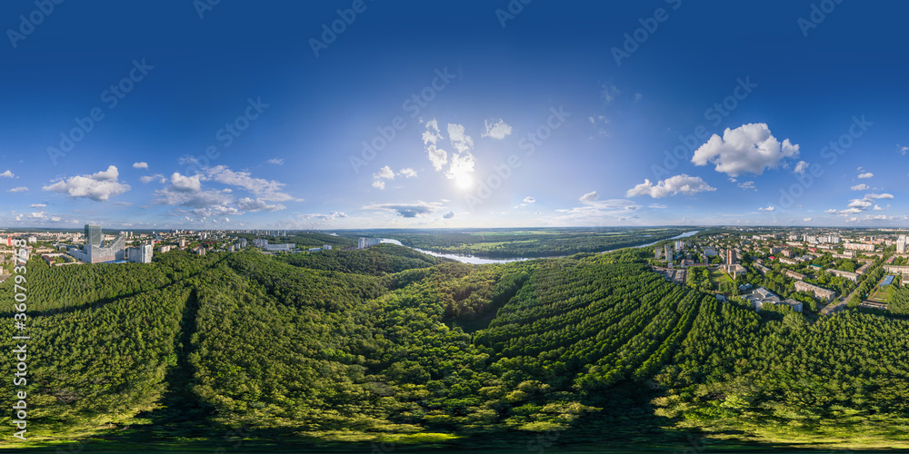 Clear sky environment map of summer weather. Full 360 Degree Aerial ...