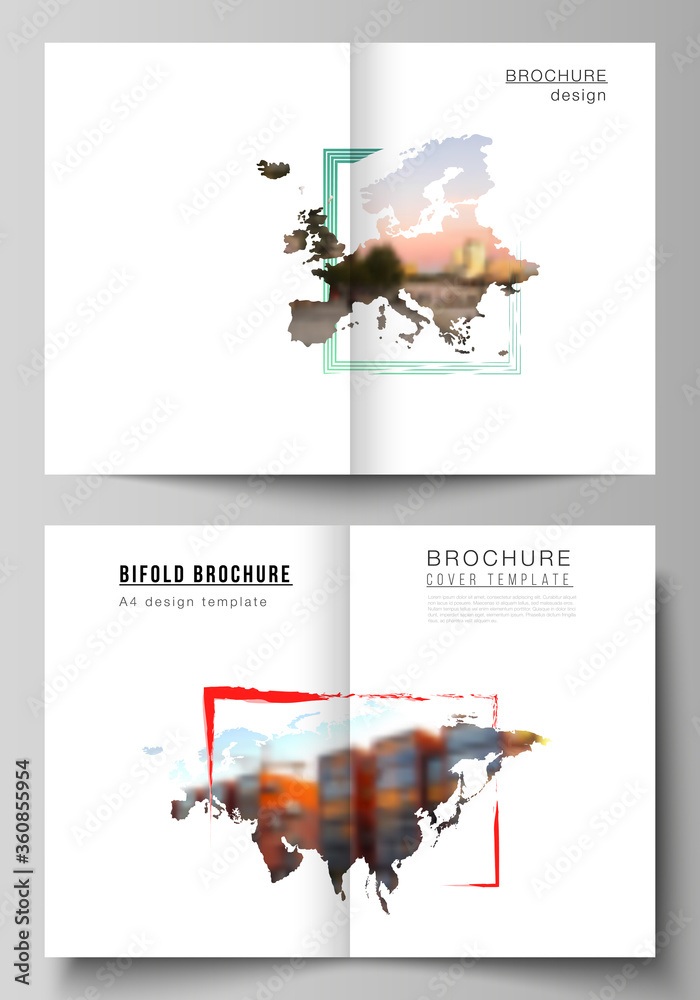 Stock-Vektorgrafik „Vector layout of two A4 cover mockups templates for ...