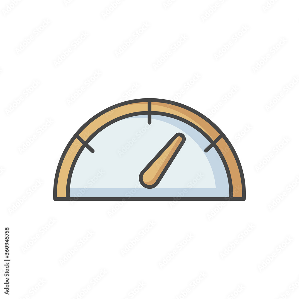 Speedometer RGB color icon. Gas dial. Dashboard with pointer. Check ...