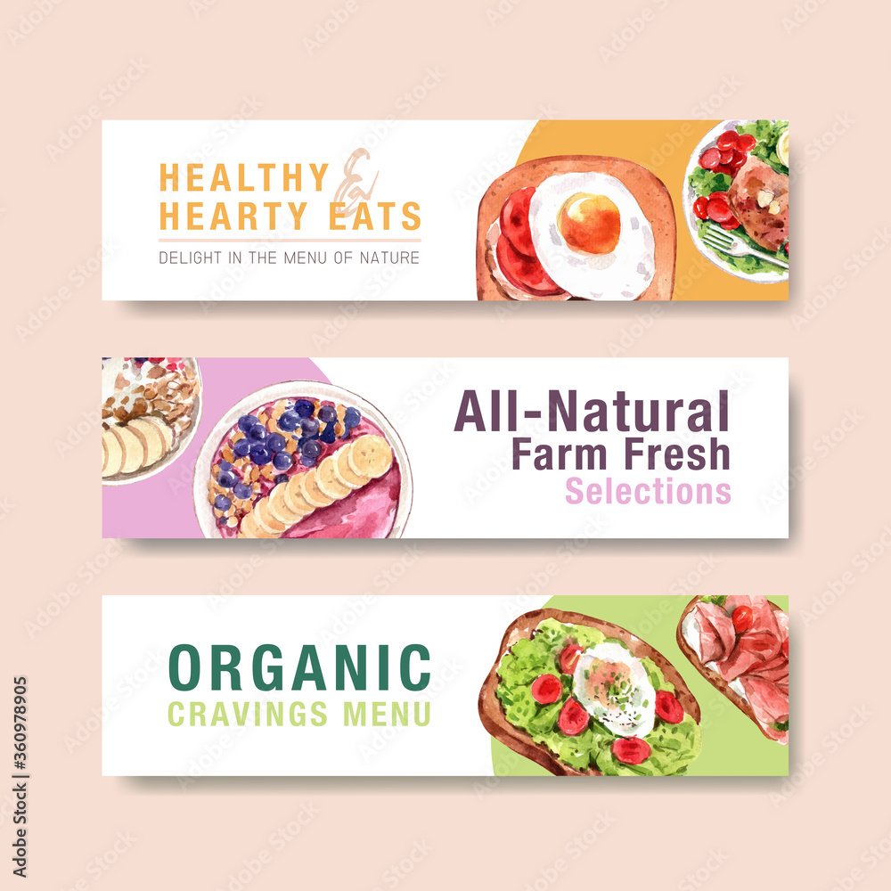 Healthy food banner template design for voucher,brochure and ...