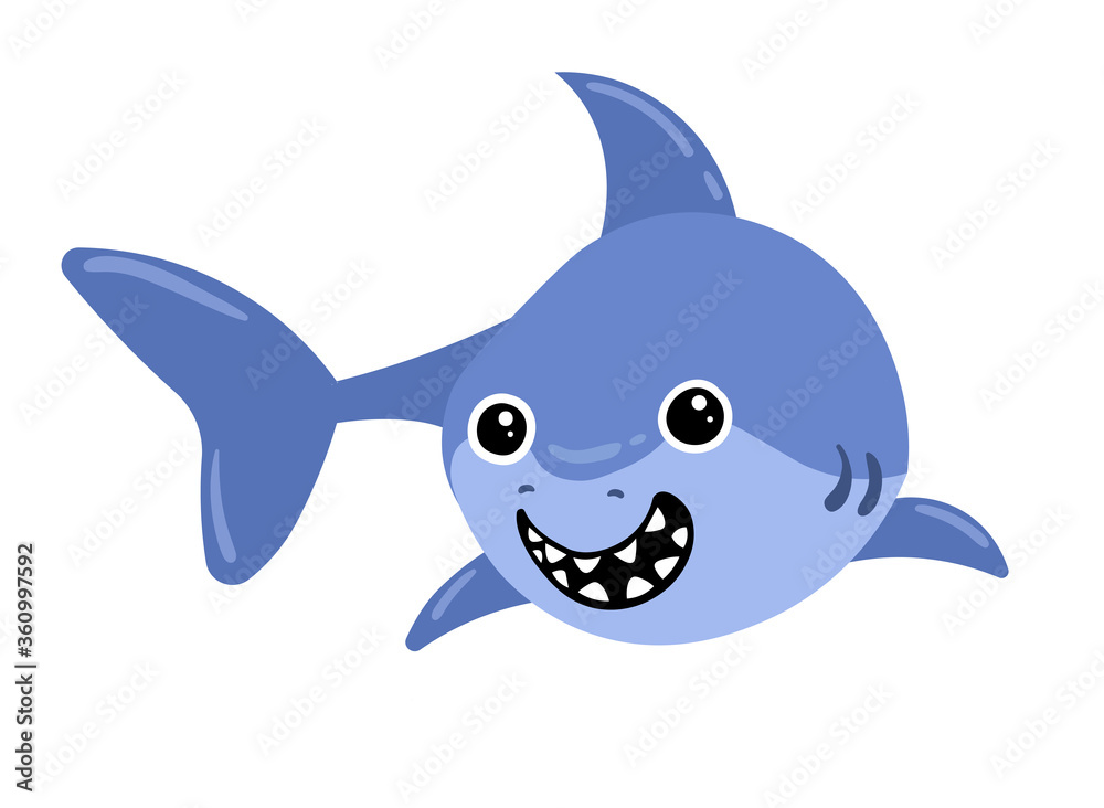 Shark isolation on a white background. Flat vector illustration. Sharks ...