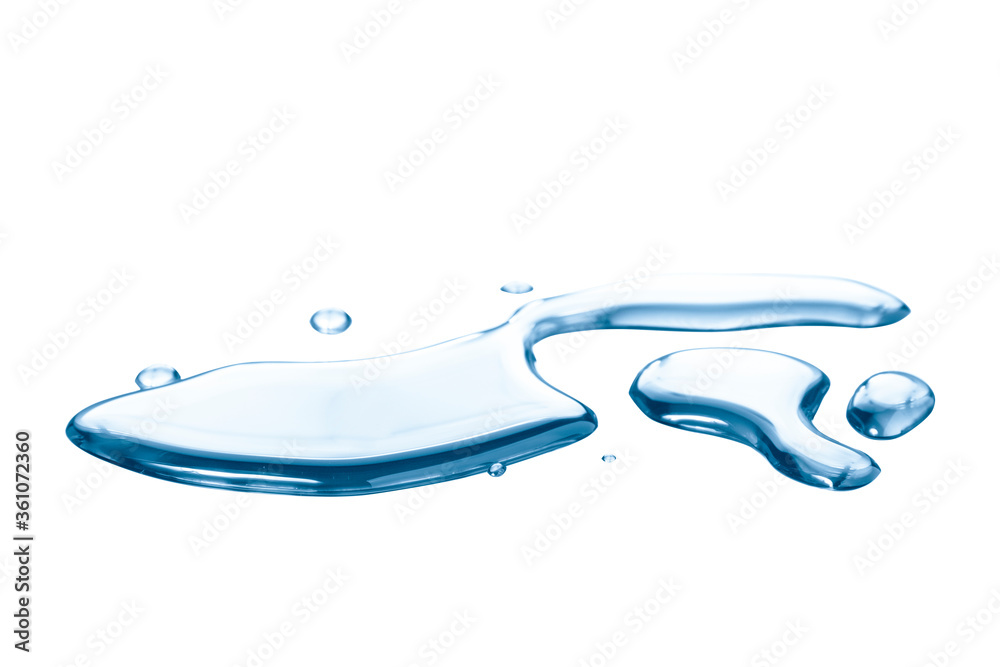real image,spilled water drop on the floor isolated on white background ...