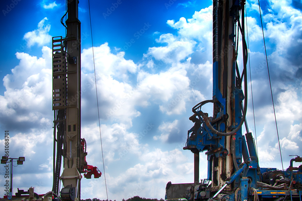 Drilling rig. Drilling deep wells in the bowels of the earth. Industry ...