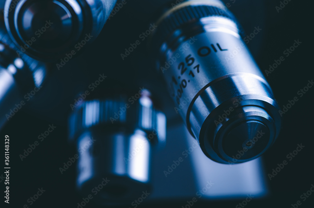 Hight technology microscope at medical science laboratory for ...