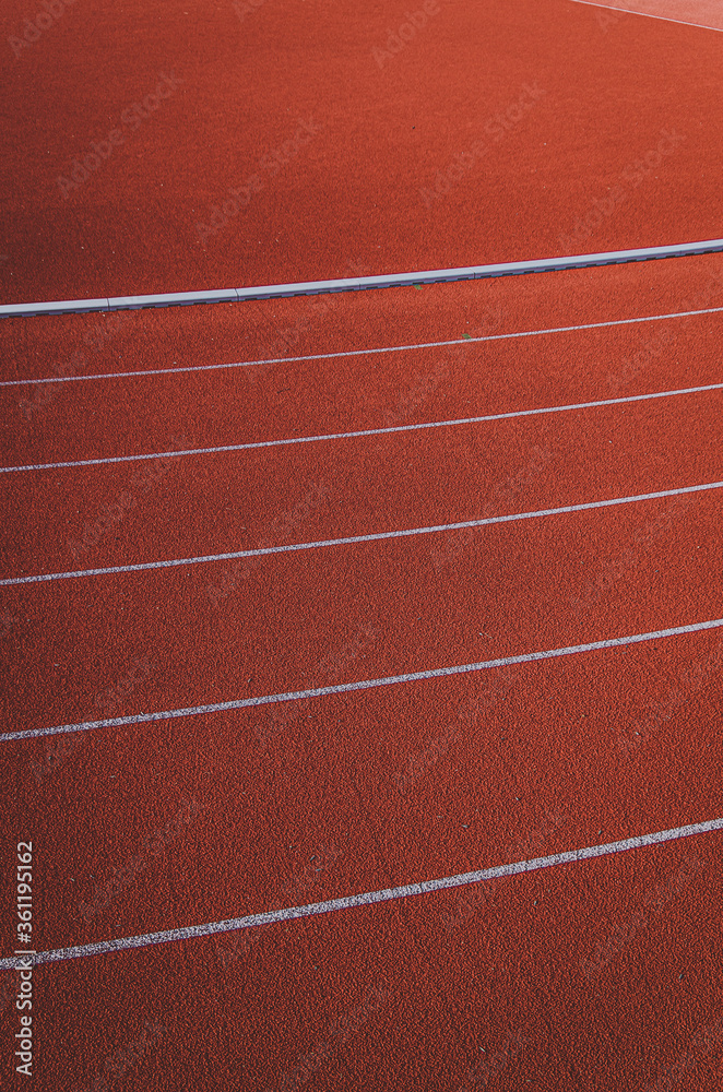 Running track lanes background for field athletics, red stadium surface ...