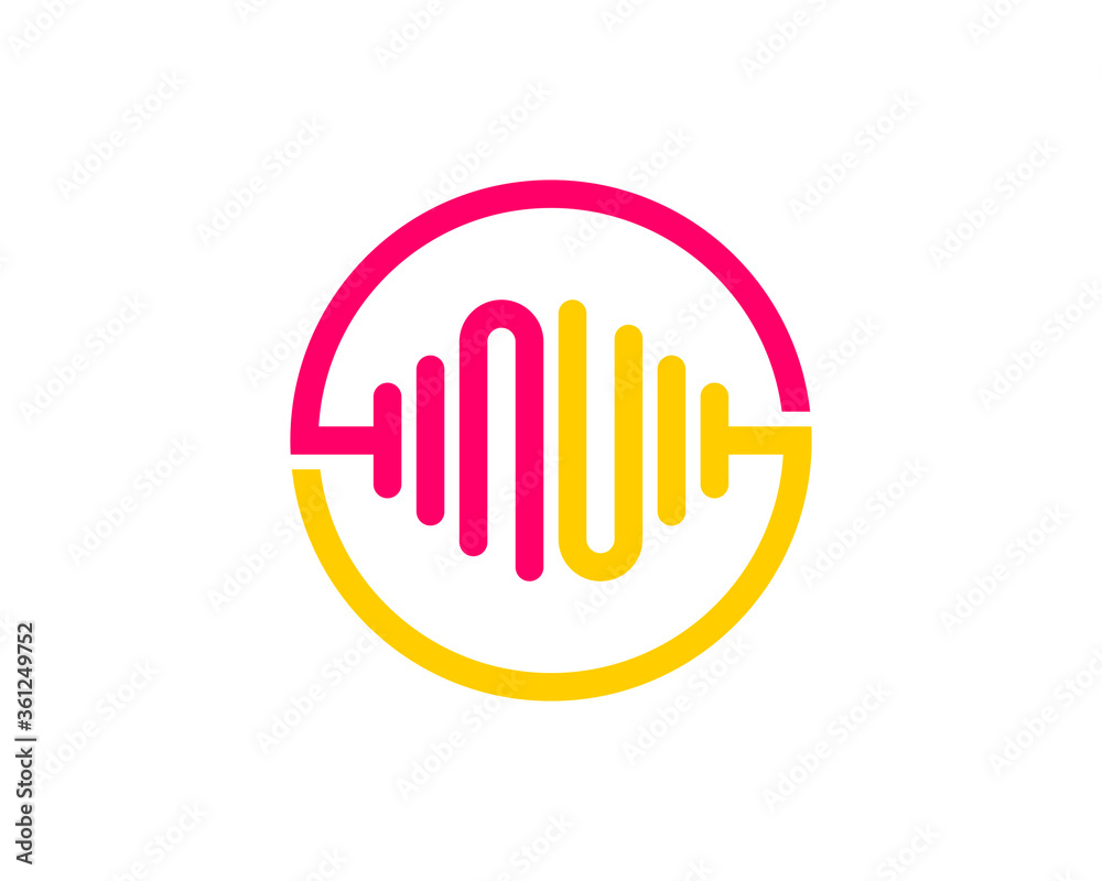 Circle shape with music chart inside Stock Vector | Adobe Stock