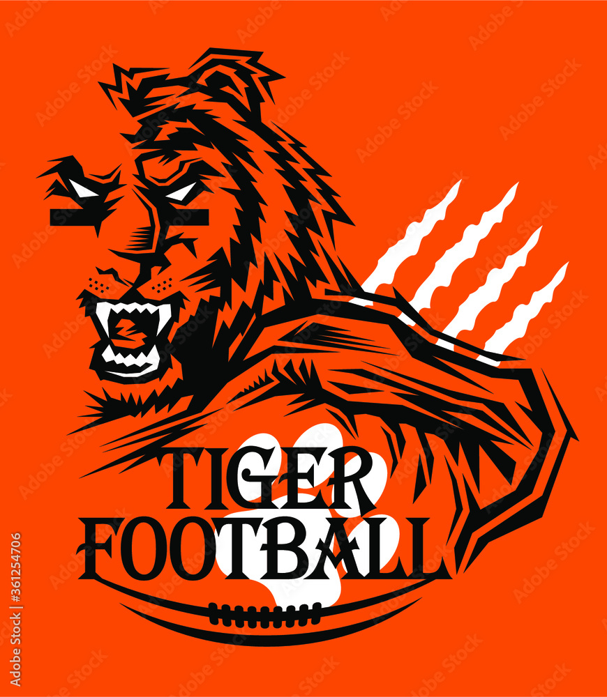tiger football team design with mascot for school, college or league ...