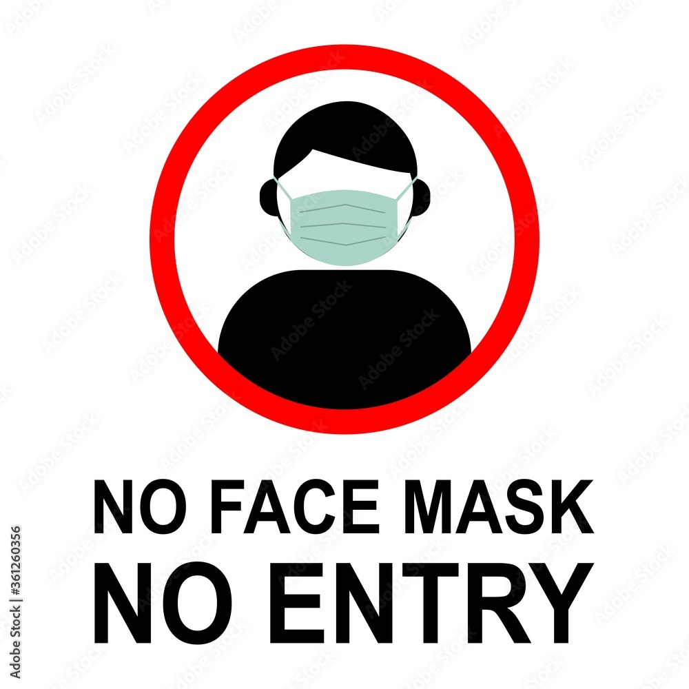 Vector illustration. No face mask, no entry. Stock Vector | Adobe Stock