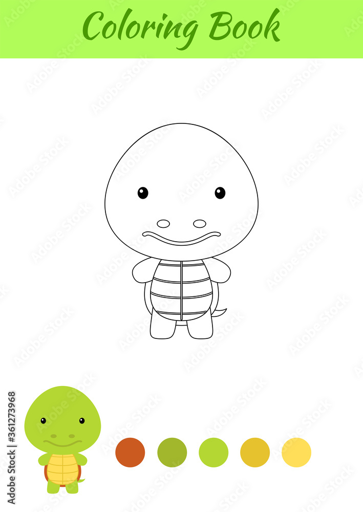 Coloring page happy little baby turtle. Printable coloring book for ...