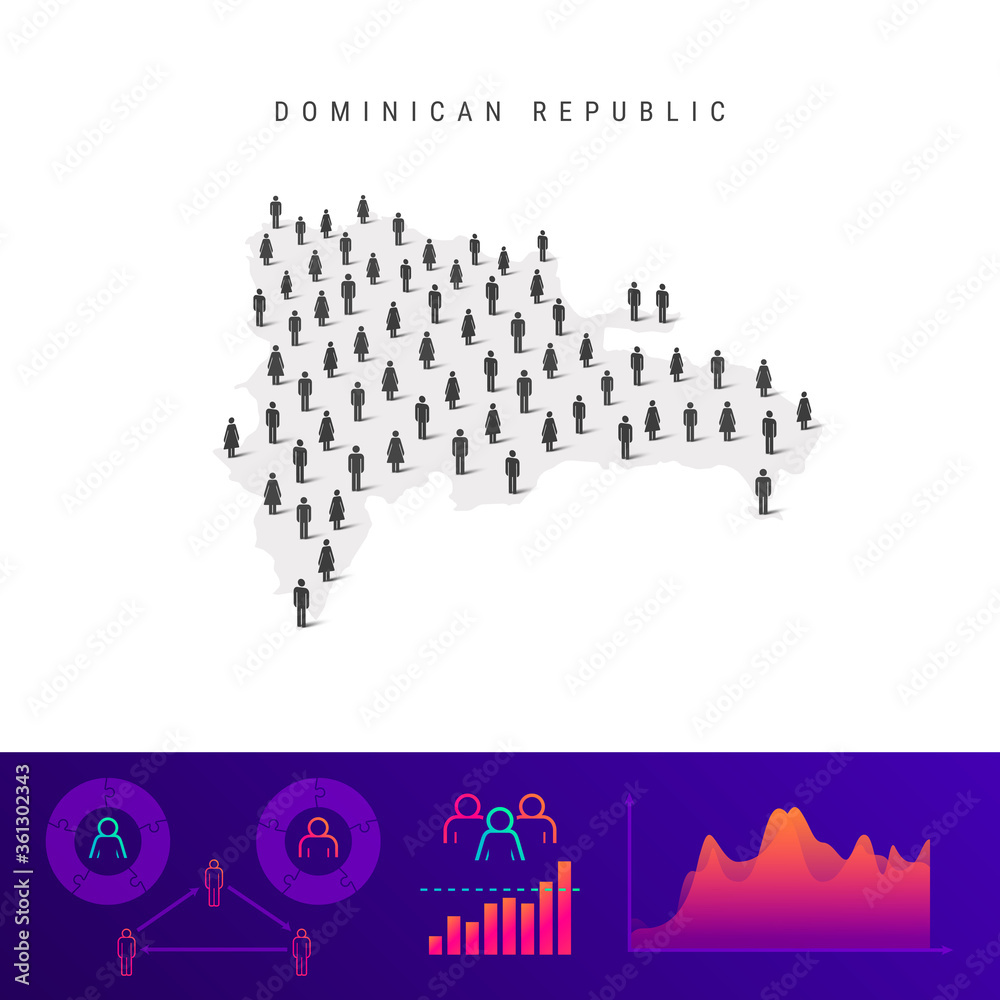 Dominican Republic people map. Detailed vector silhouette. Mixed crowd ...