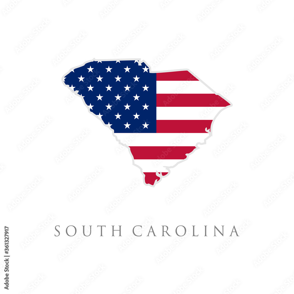 Shape of South Carolina state map with American flag. vector ...