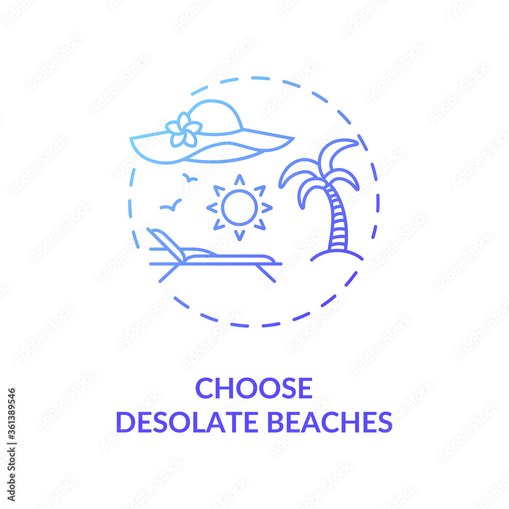 Choose desolate beaches concept icon. Beach safety idea thin line ...
